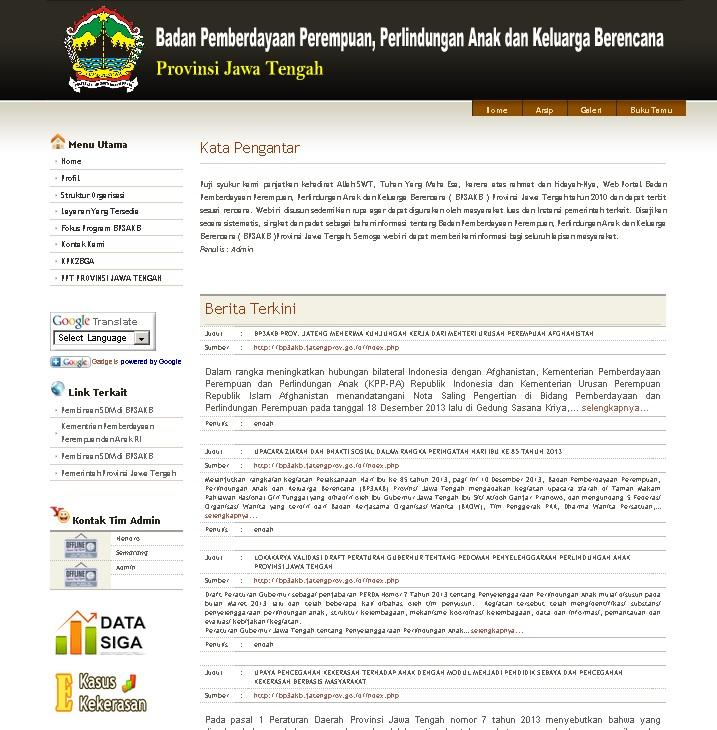 Pembuatan Website BP3AKB Provinsi Jawa Tengah - Maestro Media